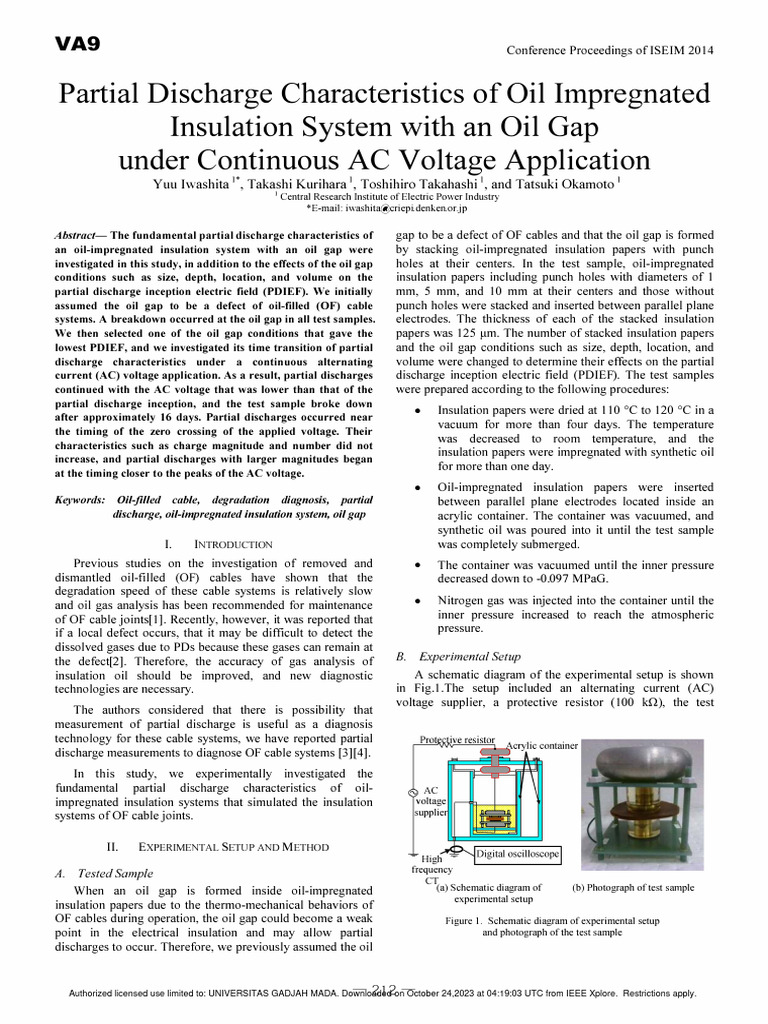 Partial Discharge Characteristics of Oil Impregnated Insulation System ...