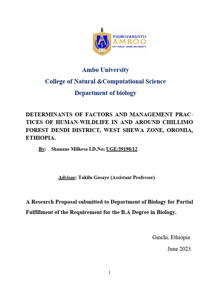 Ambo University College of Natural &computational Science Department of ...