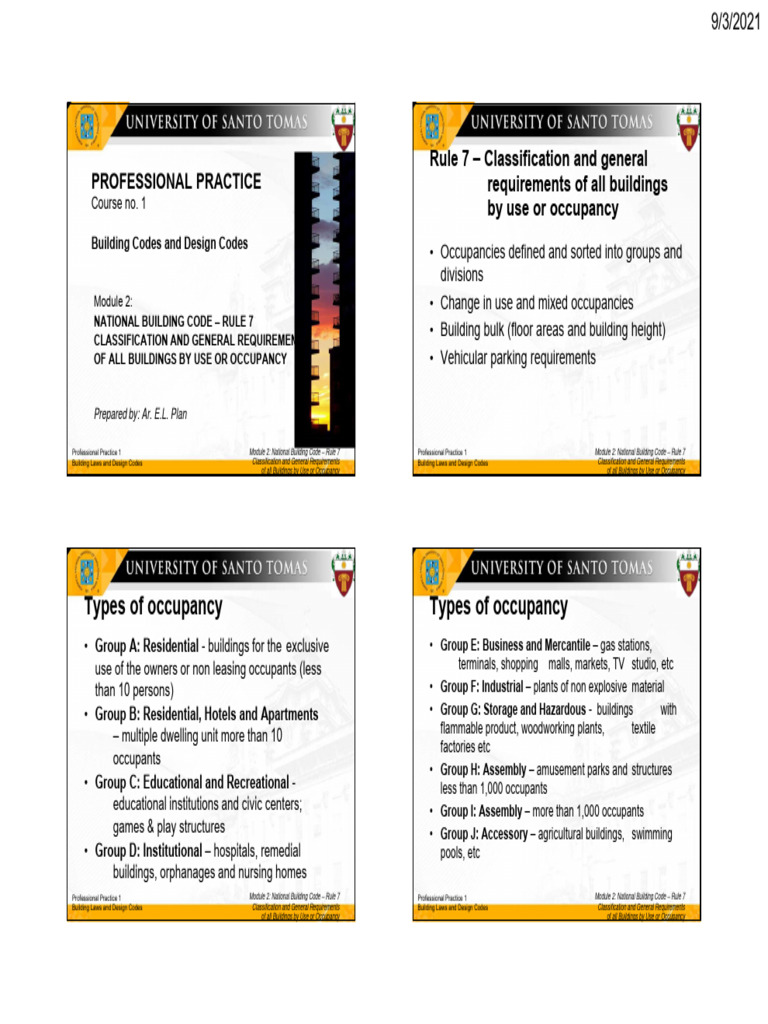 PP1 Rule 7 Classification by Use or Occupancy | PDF | Building | Stairs