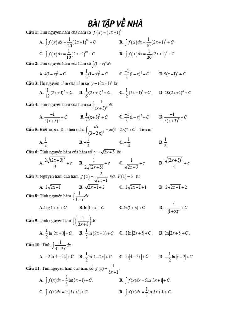 BTVN - Nguyên Hàm Hàm H P | PDF