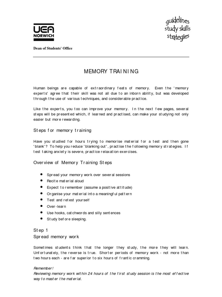 Effective Memory Training Techniques | PDF