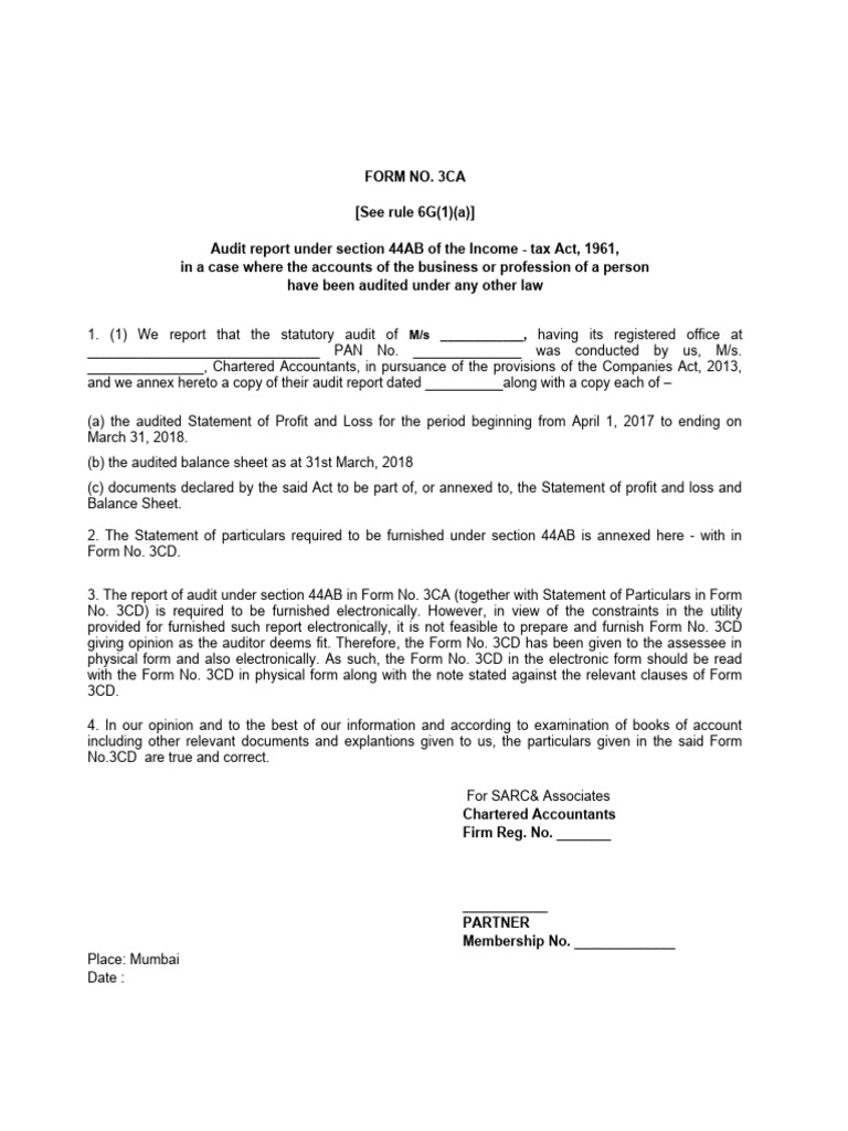 Form No. 3CD Format in Excel | PDF | Business | Technology & Engineering