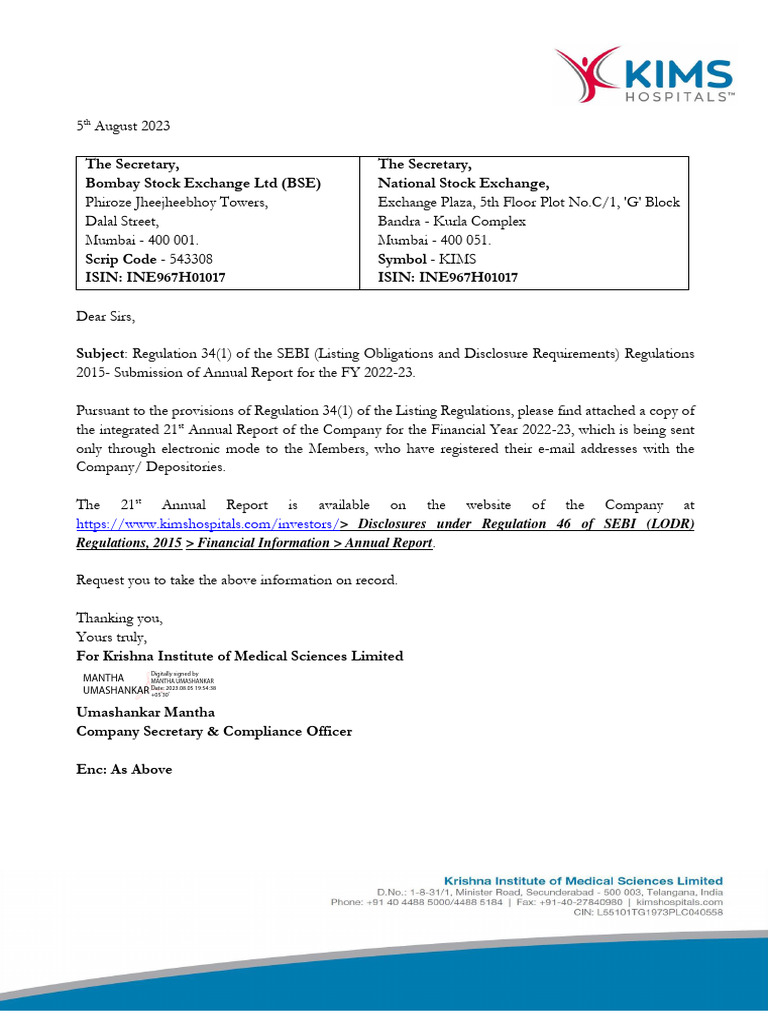 Kims Annual Report 2023 | PDF | Health Care | Preventive Healthcare