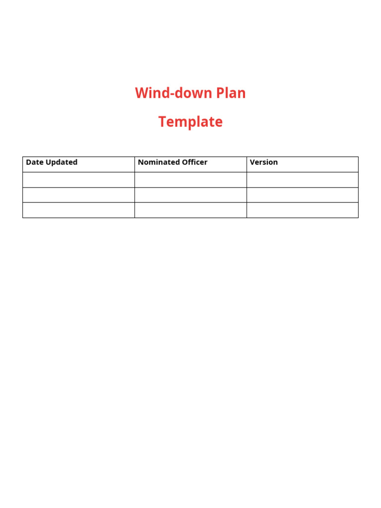 PSP Lab FCA Wind Down Plan Template v1 | PDF | Risk | Regulatory Compliance