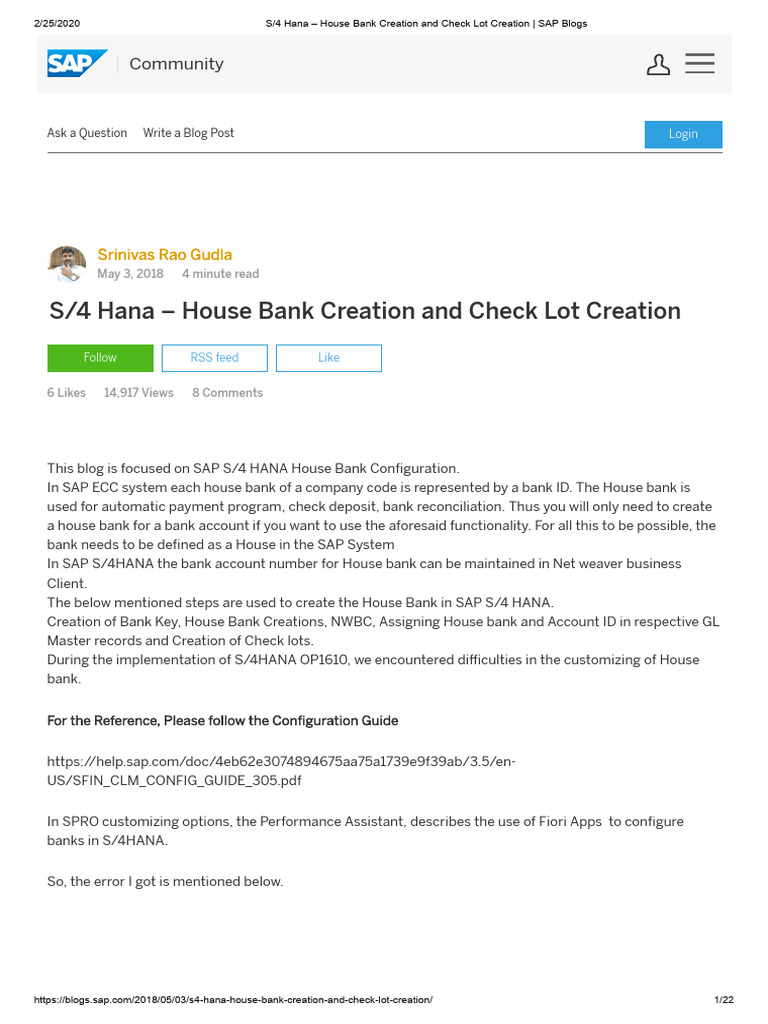 S - 4 Hana - House Bank Creation and Check Lot Creat - 231129 - 104702 ...