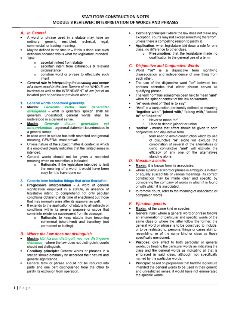 STATCON Notes 1 | PDF | Statutory Interpretation | Repeal