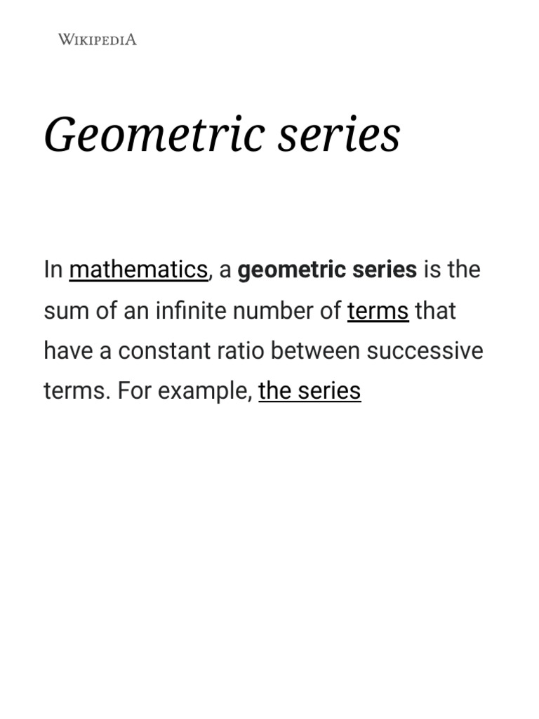 Geometric series | PDF | Fourier Series | Elementary Mathematics