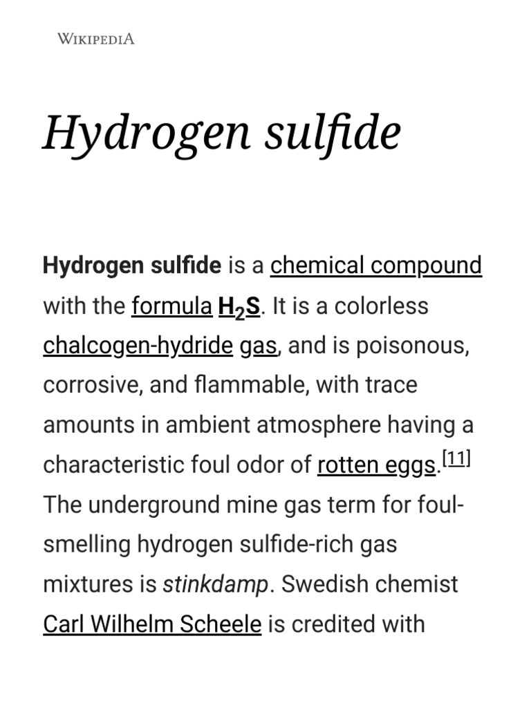 Hydrogen Sulfide | PDF | Sulfur | Sulfide