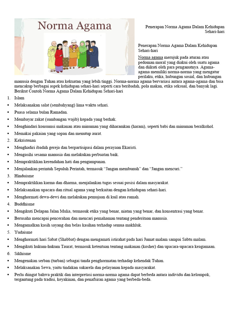 Contoh Penerapan Norma Agama Sehari-hari | PDF