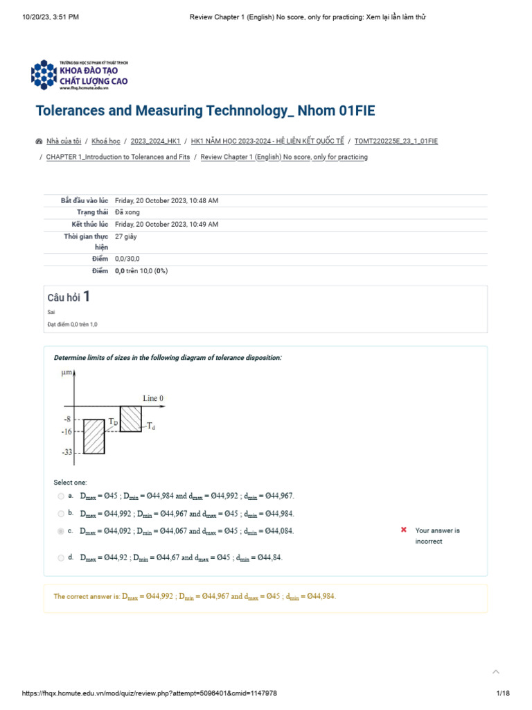 Tolerances and Measuring Technnology - Nhom 01FIE: Câu hỏi | Download Free PDF | Engineering ...