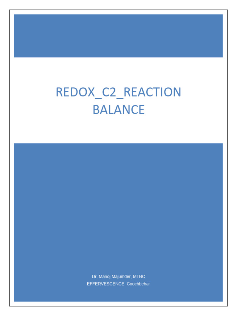 Redox - C2 - Reaction Balance | PDF | Redox | Chemical Reactions