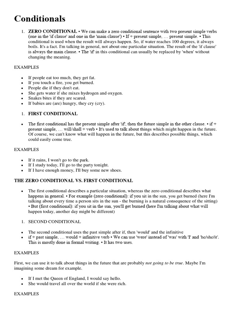Conditionals | PDF | Clause | Grammar