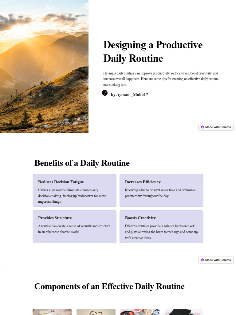 Designing A Productive Daily Routine | Download Free PDF | Meditation ...