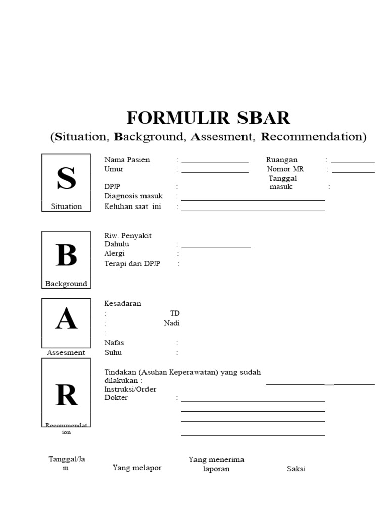 Form Komunikasi Sbar | PDF
