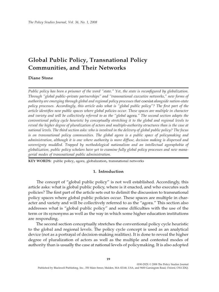 Global Public Policy Stone | PDF | Policy | Governance