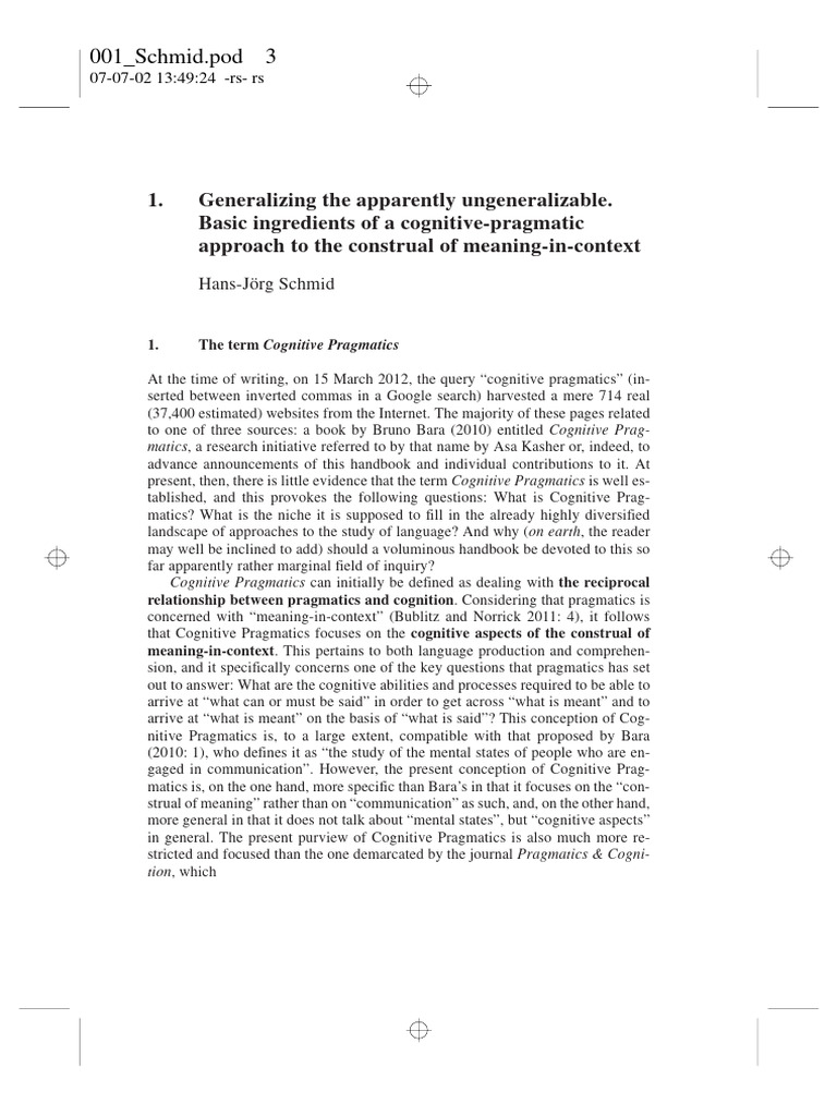 Schmid - Basic - Ingredients - of - A - Cognitive-Pragmat | PDF | Communication | Cognition