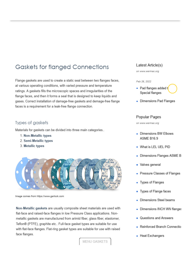 Gaskets General | PDF | Chemistry | Mechanical Engineering