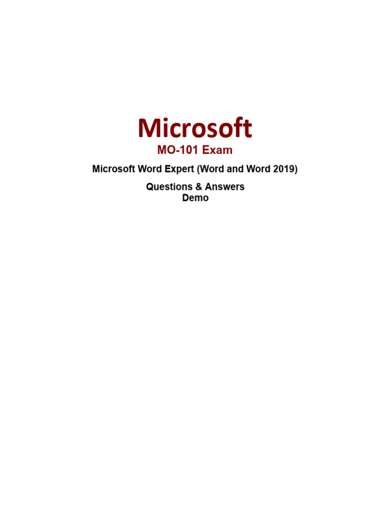 MO 101 Questions | PDF | Microsoft Word | Computer File
