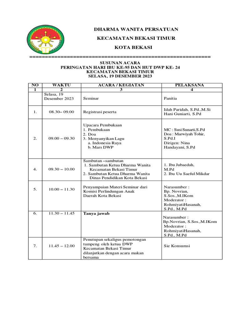 Rundown Acara DWP 2023 | PDF