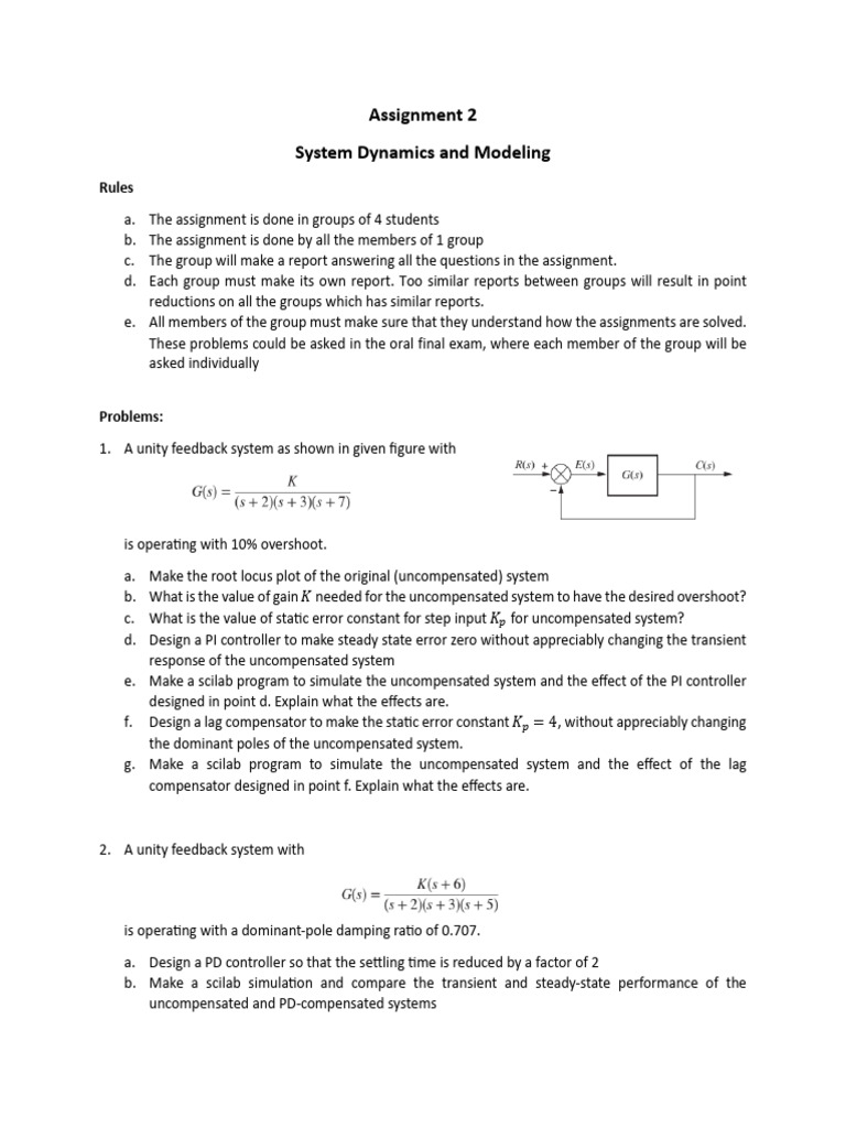Assignment 2 | PDF | Steady State | Systems Theory