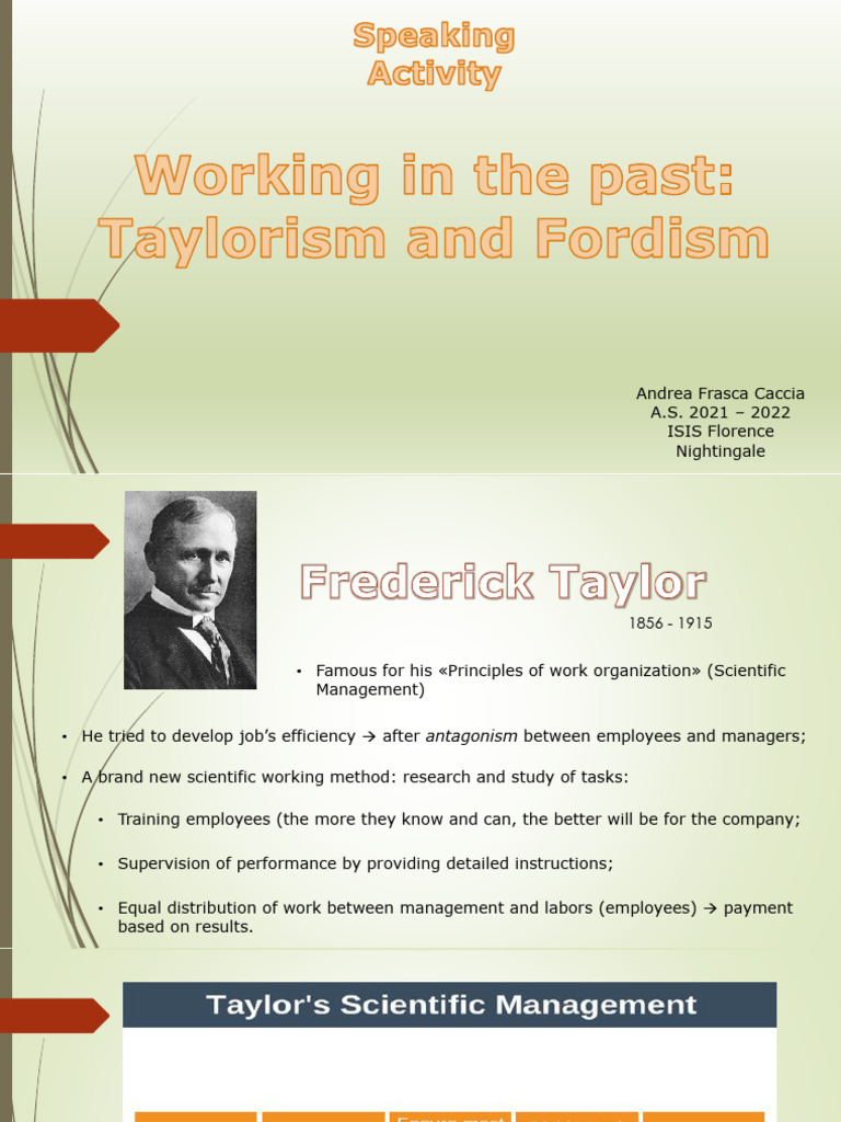 VD Taylorism and Fordism Presentation | PDF