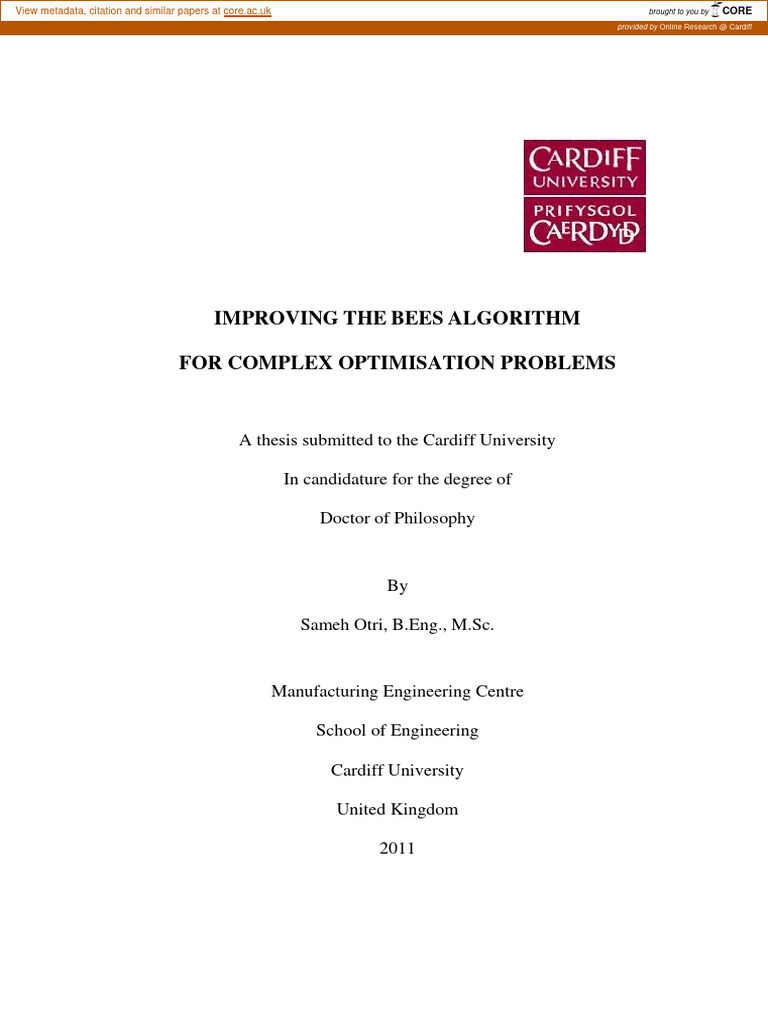 Bees Algorithm | Download Free PDF | Metaheuristic | Mathematical Optimization