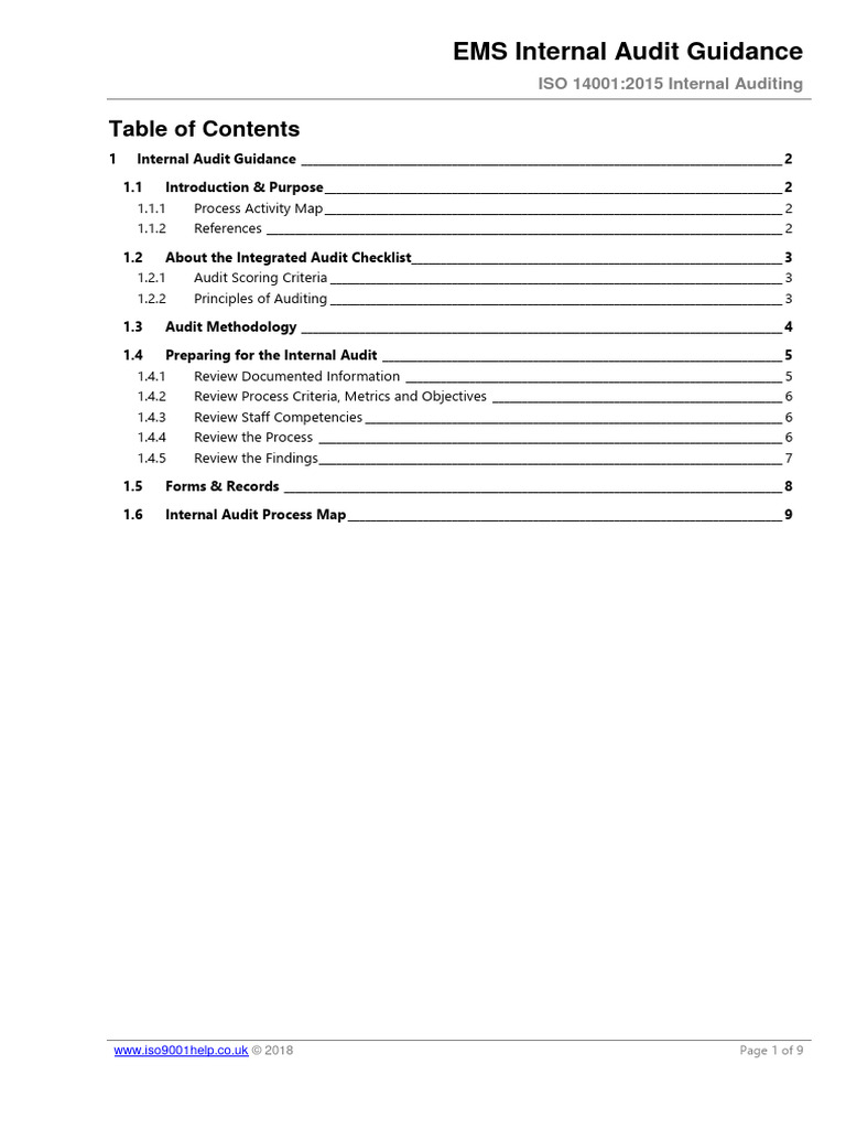 EMS Internal Audit Guidance | PDF | Audit | Internal Audit