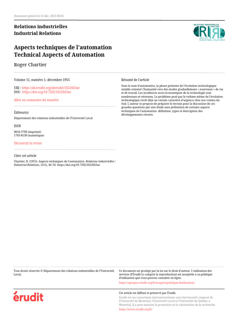Aspects techniques de l'automation | PDF | Cybernétique | Machine