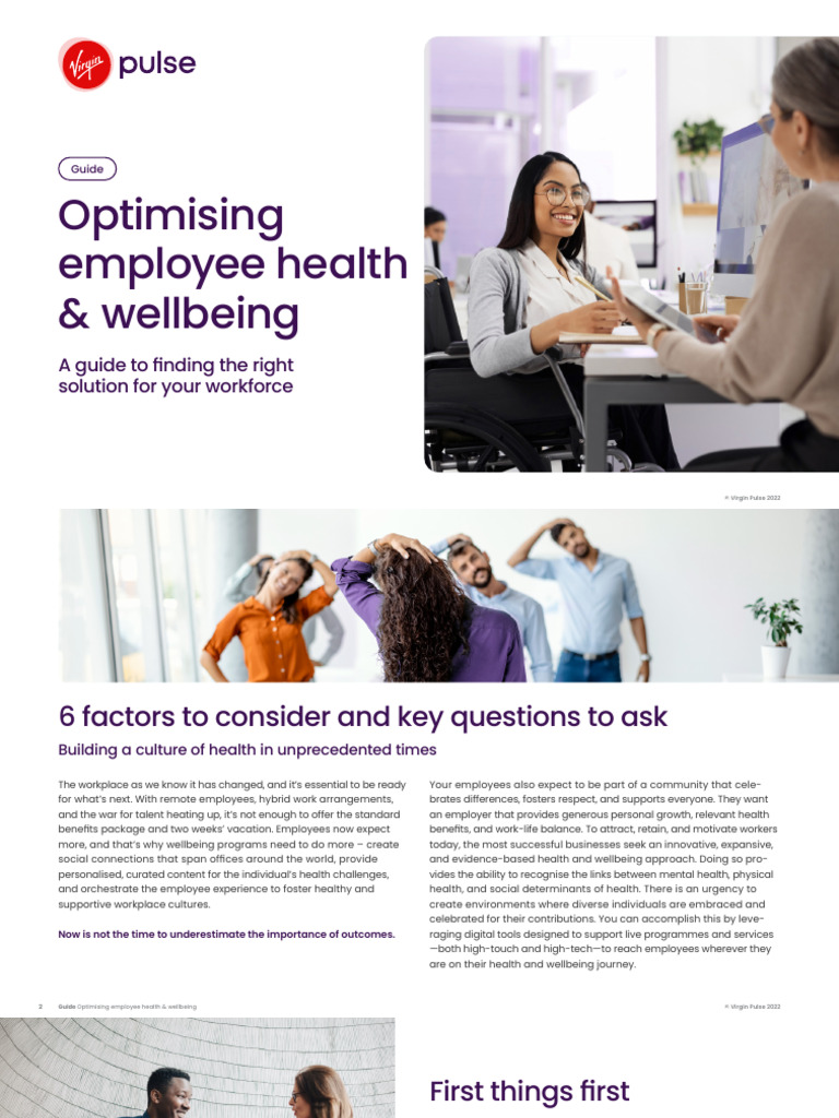 Guide - Optimising Employee Health and Wellbeing | PDF | Employment ...