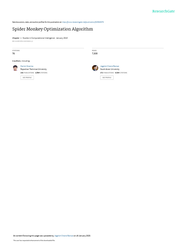 Spider Monkey Optimization Guide | PDF | Foraging | Mathematical Optimization