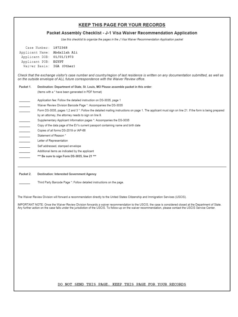 App Packet | PDF | Federal Government Of The United States