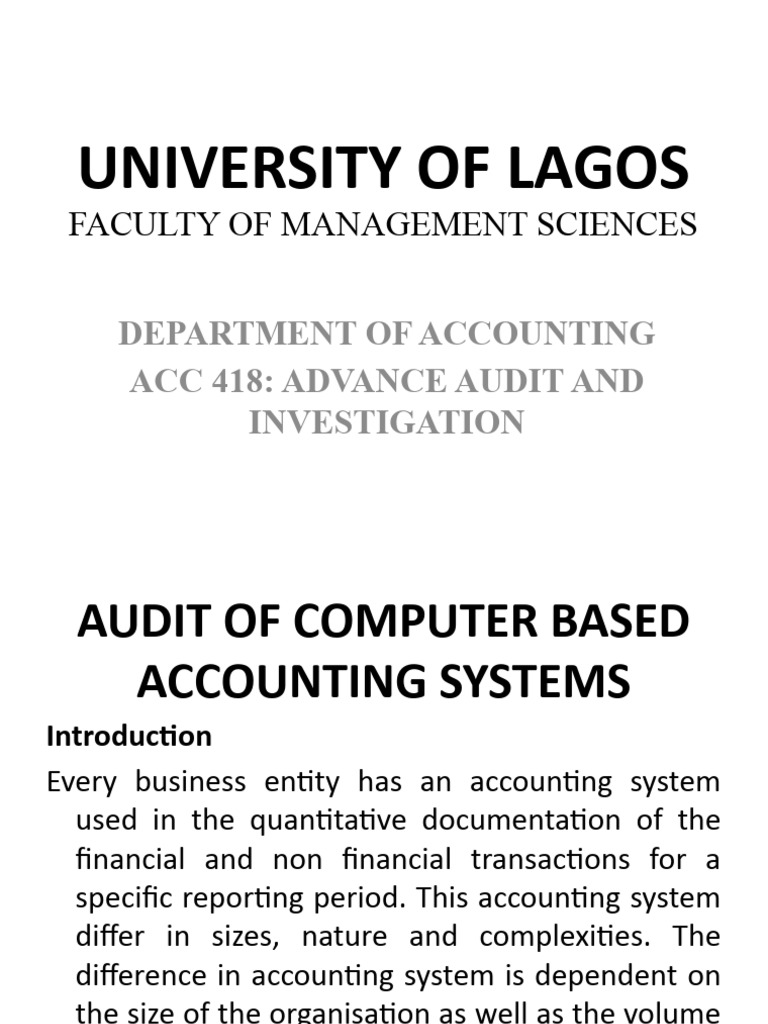 Audit Of A Computerized Accounting System 2 Pdf Audit Accounting