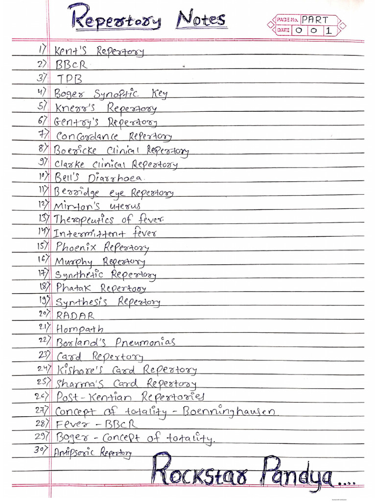 Repertory Notes - Part - 1 | PDF