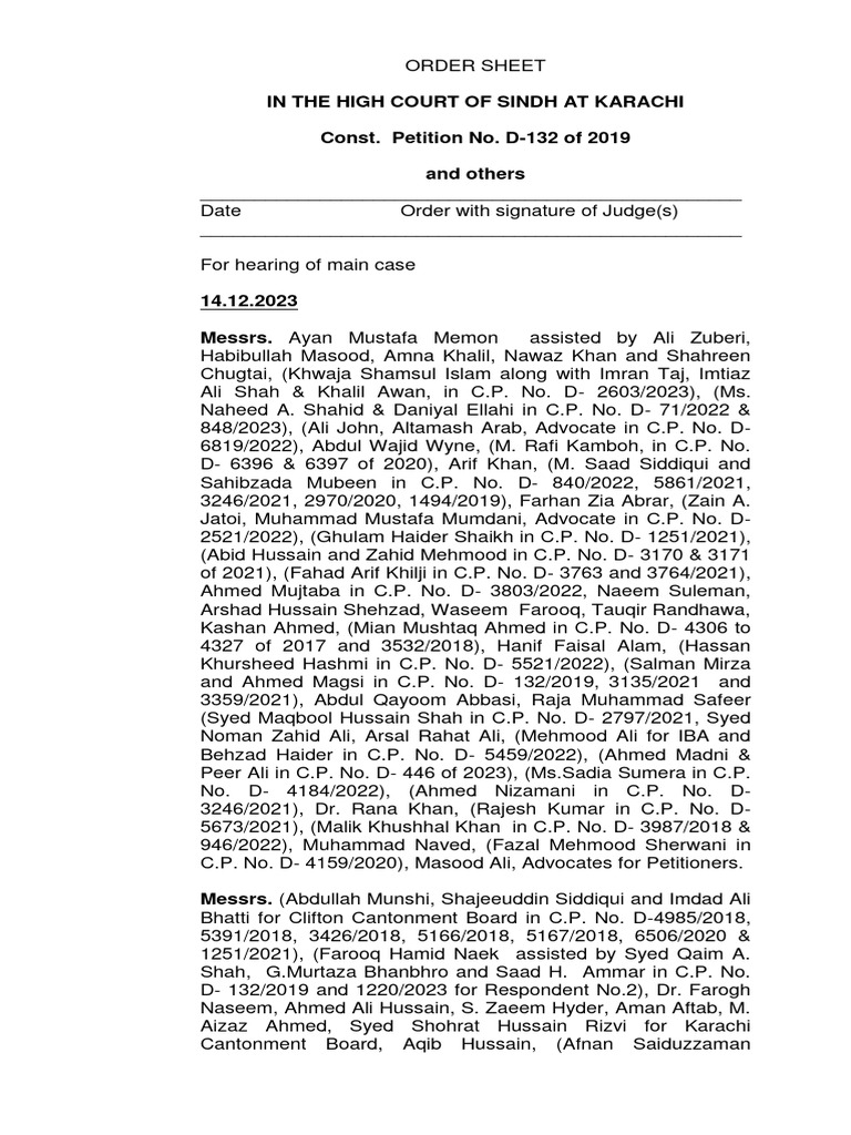 Cantonment Board Property Tax Judgement Sindh High Court | PDF | Public ...