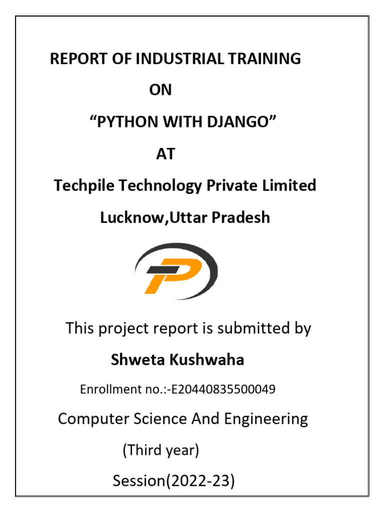 Report of Industrial Training | PDF | Python (Programming Language ...
