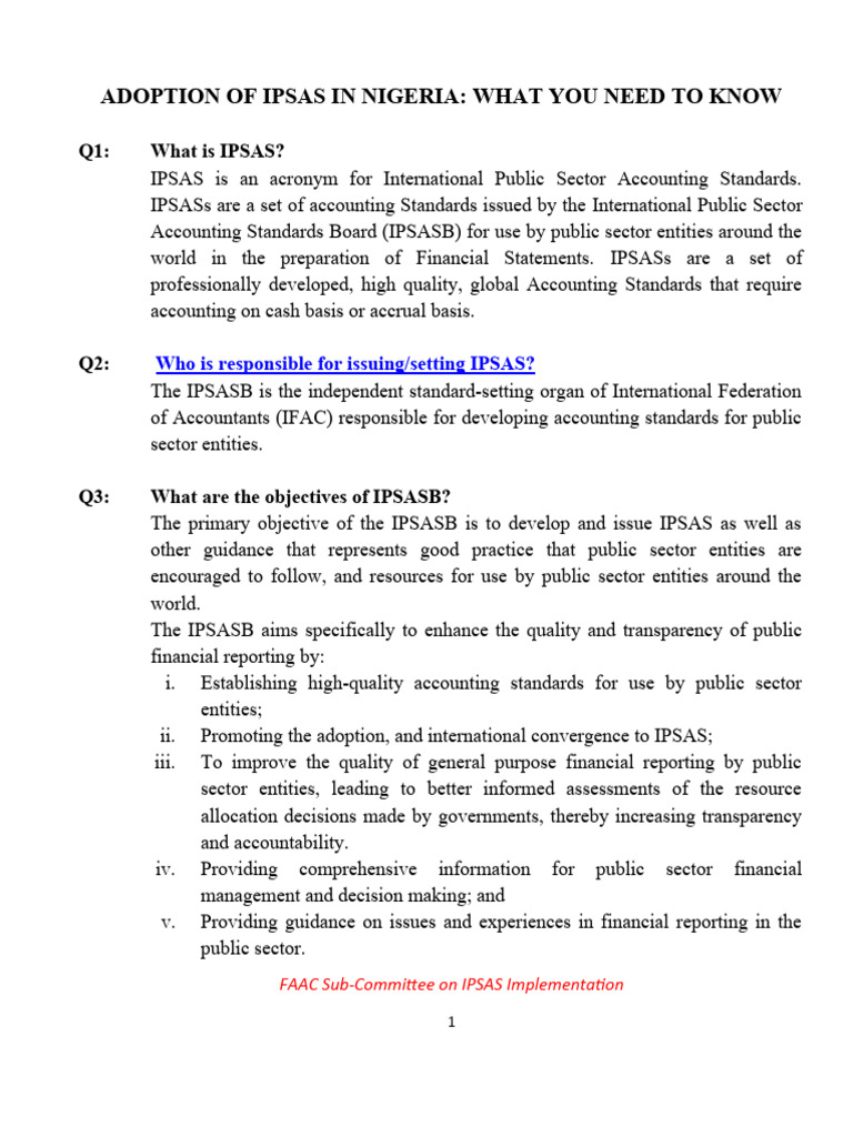 Afa Ipsas and Adoption of Ipsas in Nigeria | PDF | International ...