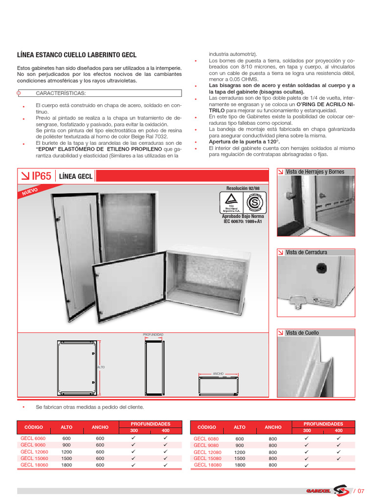 Gabinetes Exteriores IP65 Línea GECL | PDF | Materiales de construcción ...