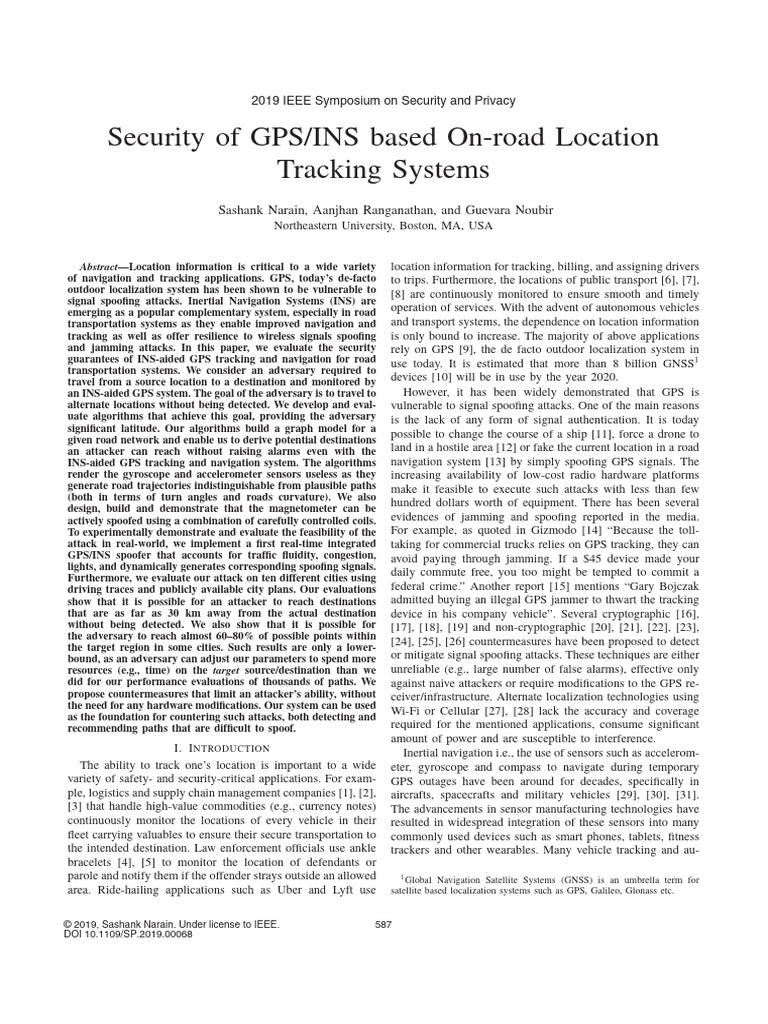 GPS INS Based On-Road Location Tracking Systems | PDF