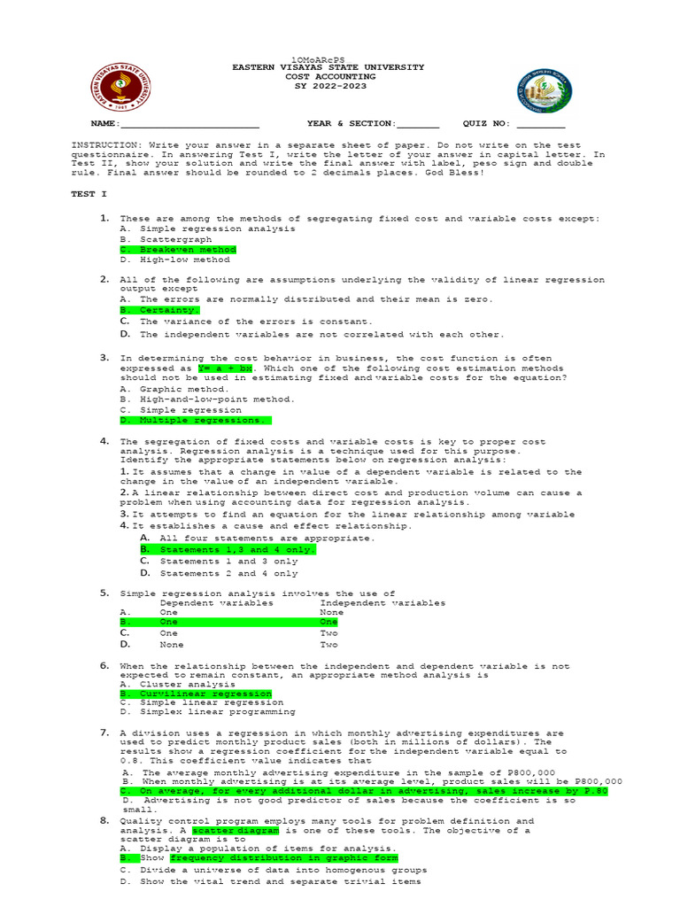 Q3 With Solution | PDF | Linear Regression | Regression Analysis