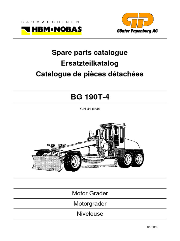 Spare Parts Catalogue BG 190T-4 (41 0249) - 9252169 | PDF | Cargo | Clutch