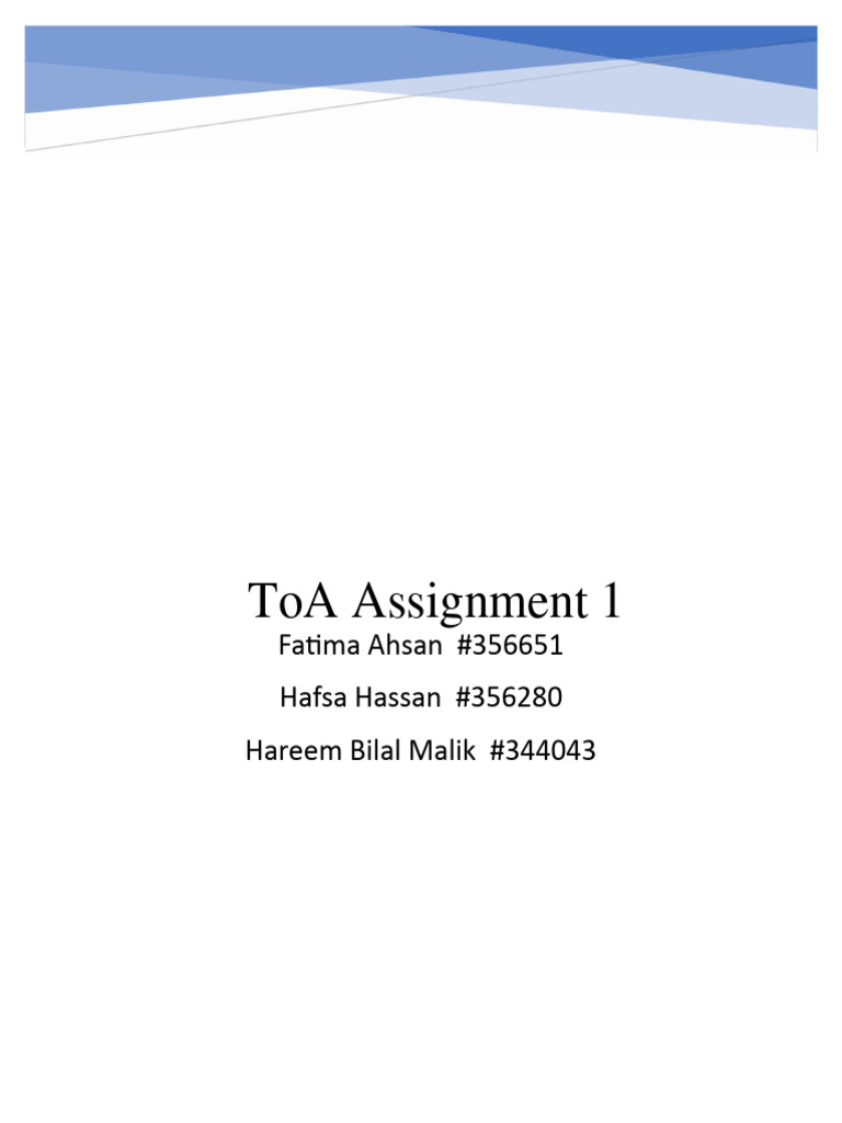 ToA Assign1 | PDF