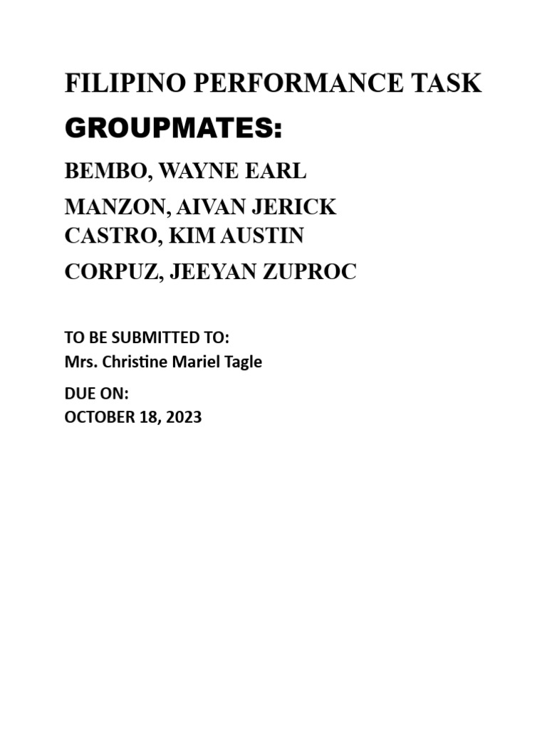 Filipino Performance Task | PDF