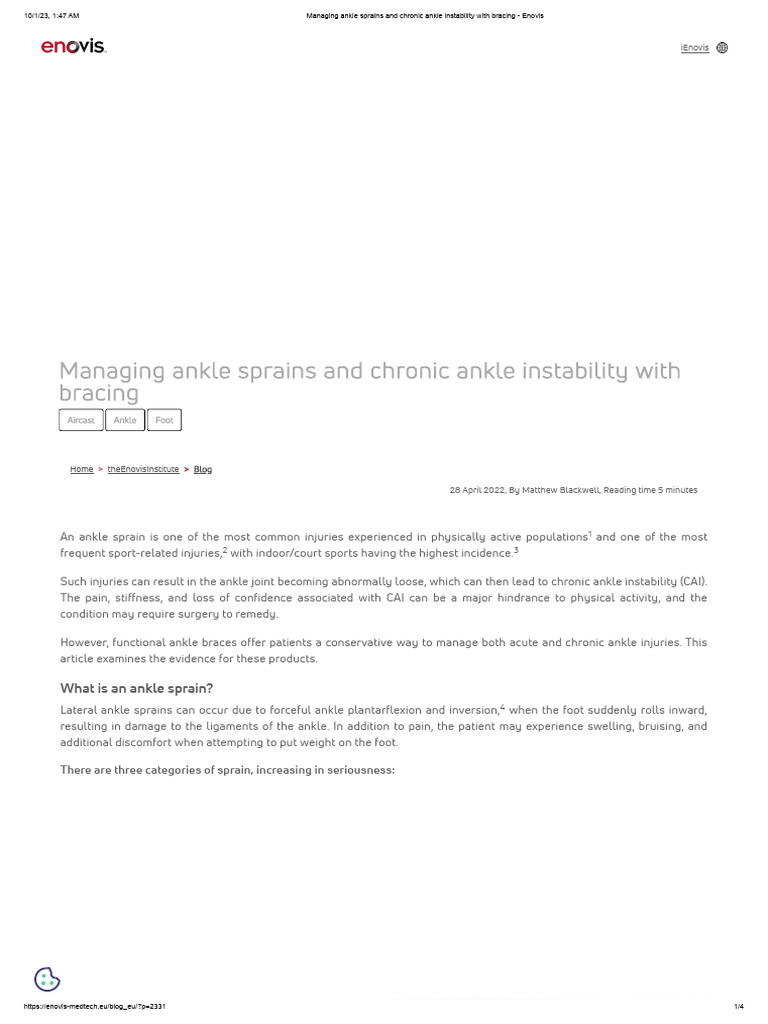 Managing Ankle Sprains and Chronic Ankle Instability With Bracing ...