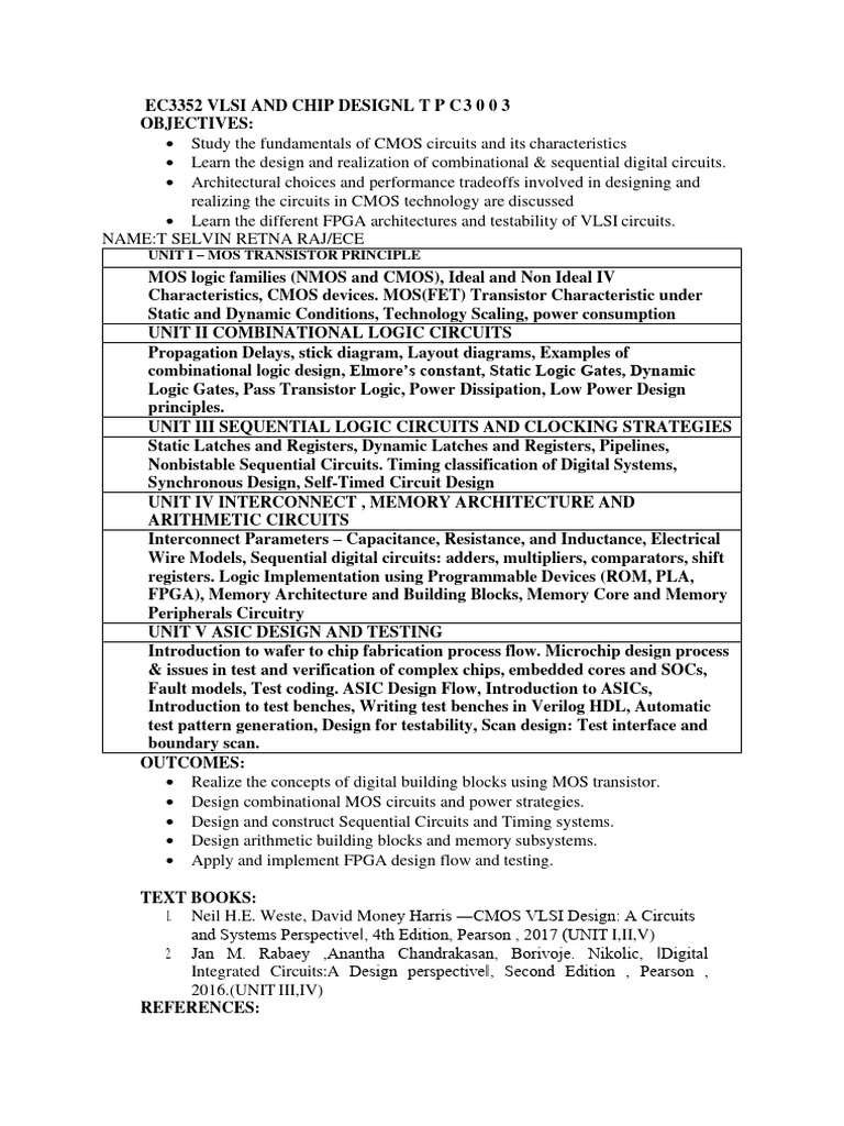 Ec3352 Vlsi and Chip Design | PDF | Mosfet | Cmos