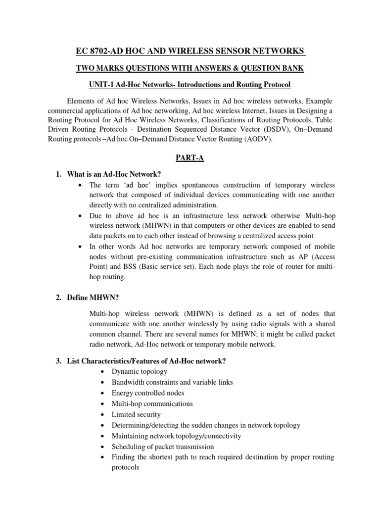 Ec 8702 Ad Hoc and Wireless Sensor Networks | PDF | Wireless Ad Hoc ...