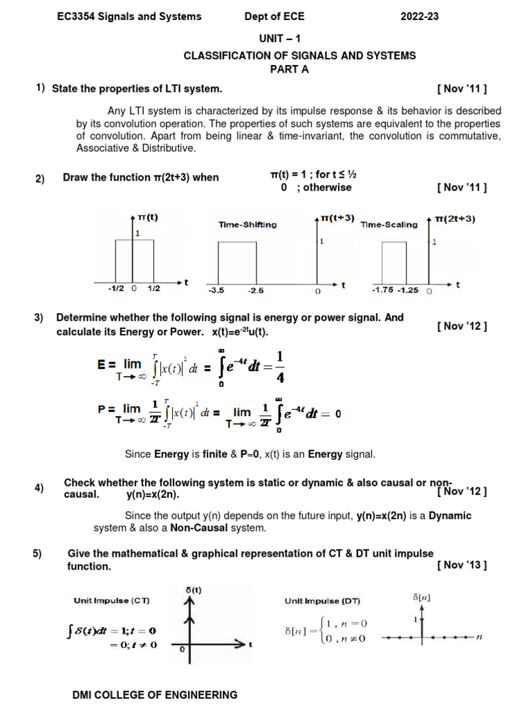 Ec3354 Signals and Systems | PDF | Electrical Engineering | Computer ...