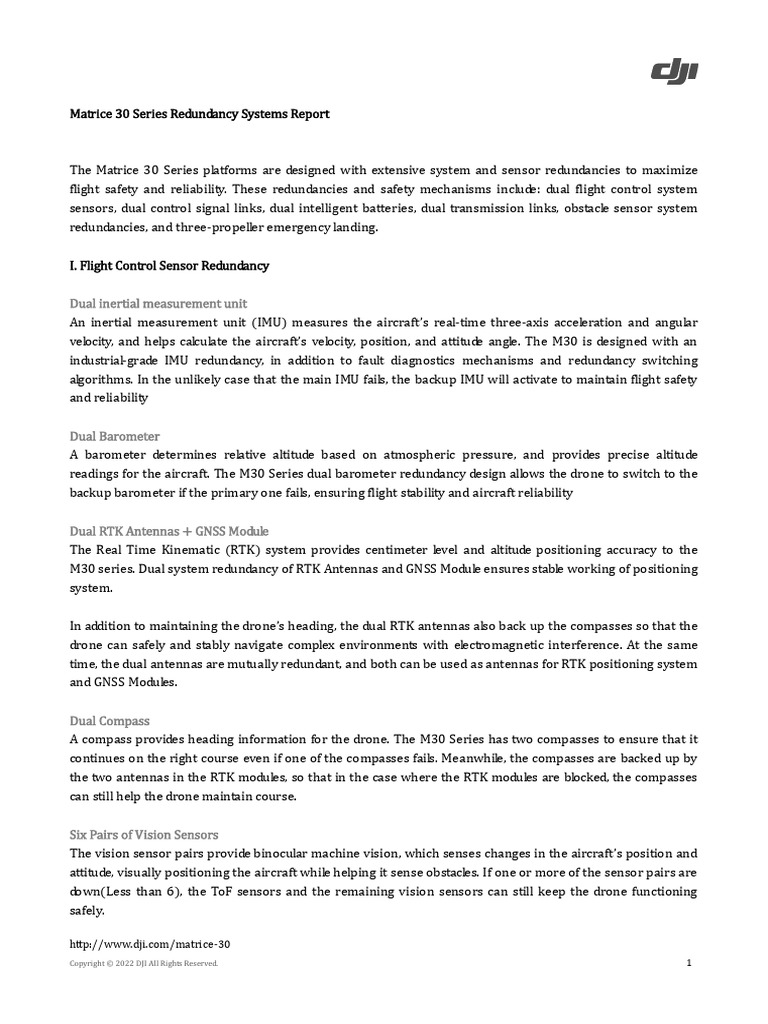 Matrice 30 Series Redundancy Systems Report | PDF | Inertial Navigation ...
