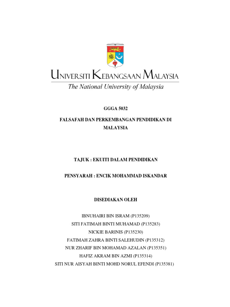 GGGA5032 Ekuiti Dalam Pendidikan (Kumpulan 2) | PDF