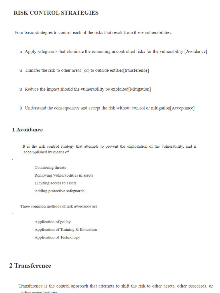 Explain About Difference Types of Risk Control Strategies | PDF