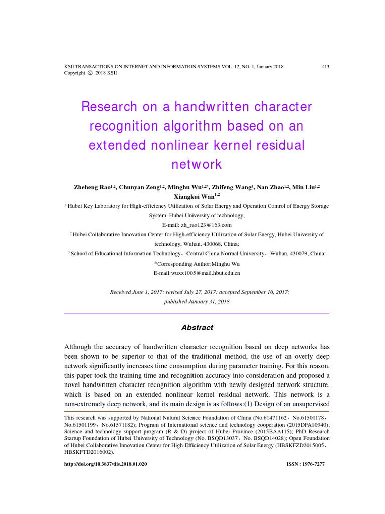 Research On A Handwritten Character Recognition Algorithm Based On An